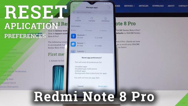 Reset App Preferences on Xiaomi Redmi Note 8 Pro: Restore Default Apps ...