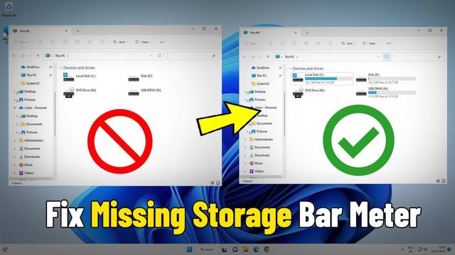 How to fix no 'disk space usage' line in file explorer on Windows 11/10